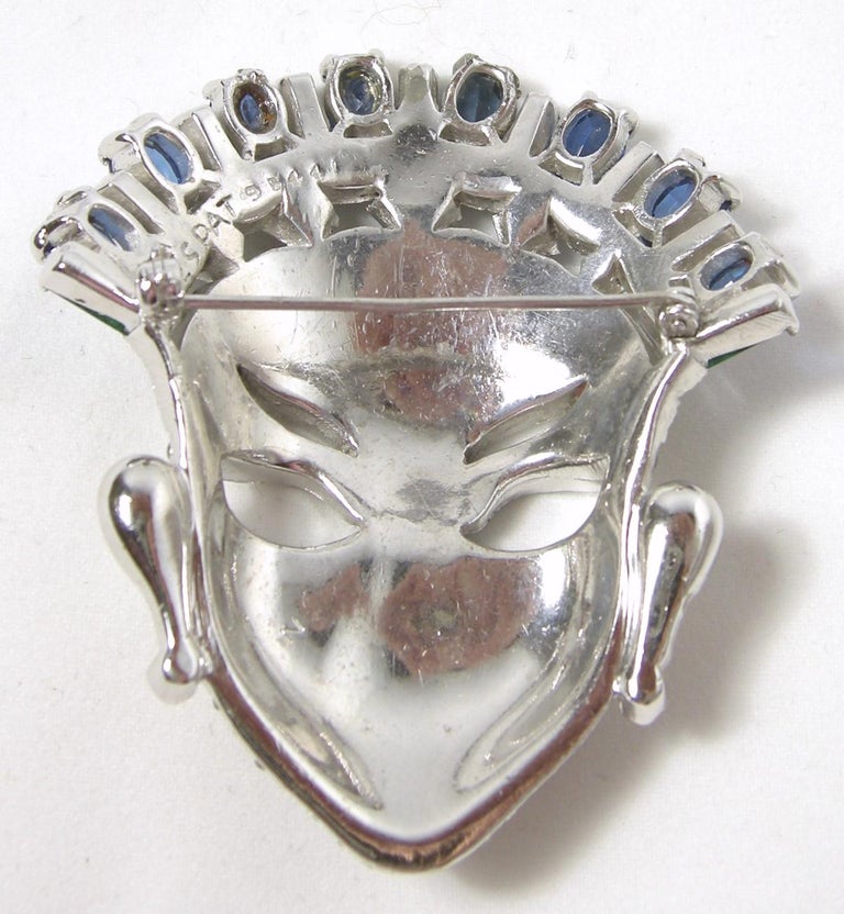 Vintage Authentic Book Piece Mazer Crystal Masked Woman Brooch For Sale ...