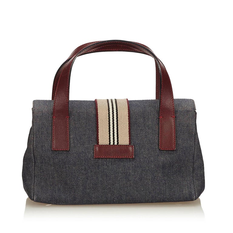 Vintage Authentic Burberry Blue Denim Fabric Handbag United Kingdom ...