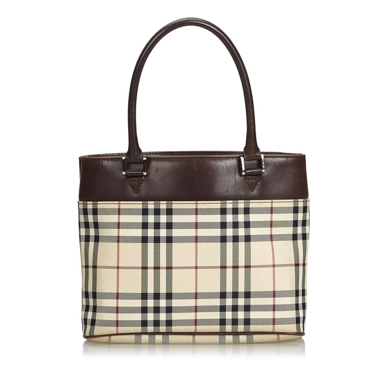 Vintage Authentic Burberry Brown Plaid Handbag United Kingdom MEDIUM at ...