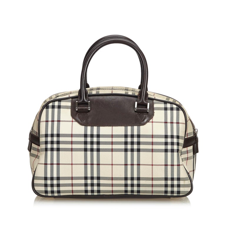 Vintage Authentic Burberry Brown Plaid Handbag United Kingdom MEDIUM ...