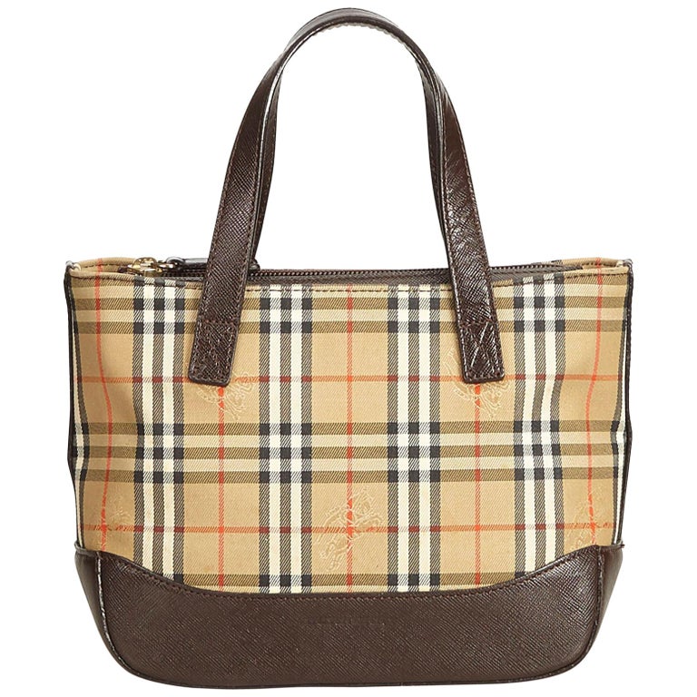 Vintage Authentic Burberry Brown Plaid Handbag United Kingdom SMALL For ...