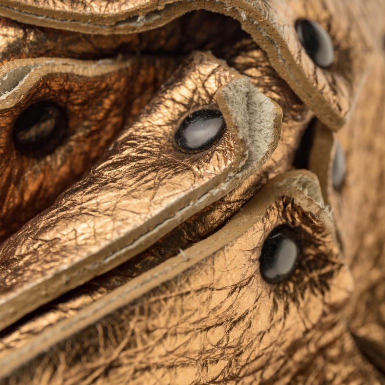 Vintage Authentic Burberry Gold Leather Metallic Warrior Hobo Italy w ...