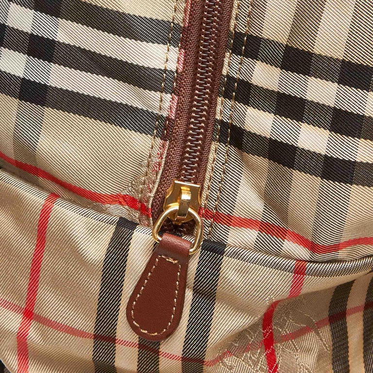 Vintage Authentic Burberry Plaid Leather Trimmed Duffle Bag LARGE at ...
