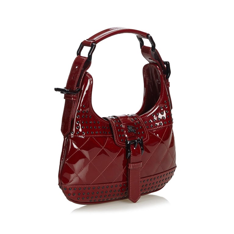 Vintage Authentic Burberry Red Studded Handbag UNITED KINGDOM MEDIUM ...