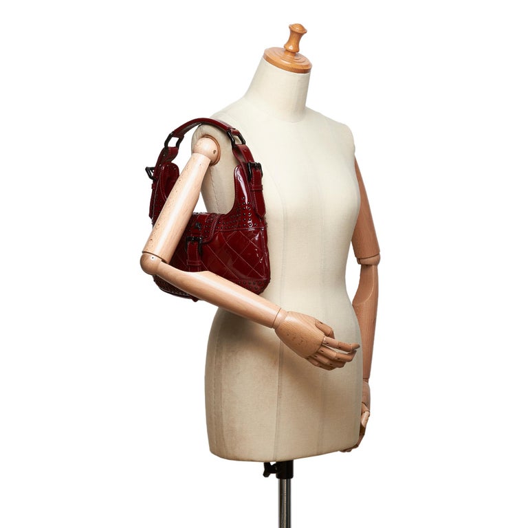 Vintage Authentic Burberry Red Studded Handbag UNITED KINGDOM MEDIUM ...