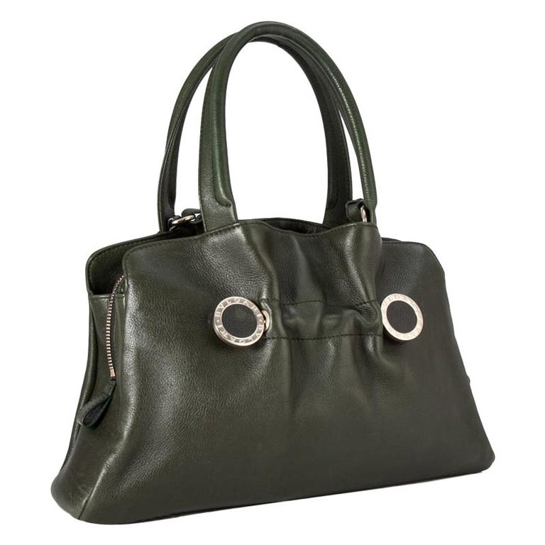 Vintage Authentic Bvlgari Green Calf Leather Calfskin Shoulder Bag ...