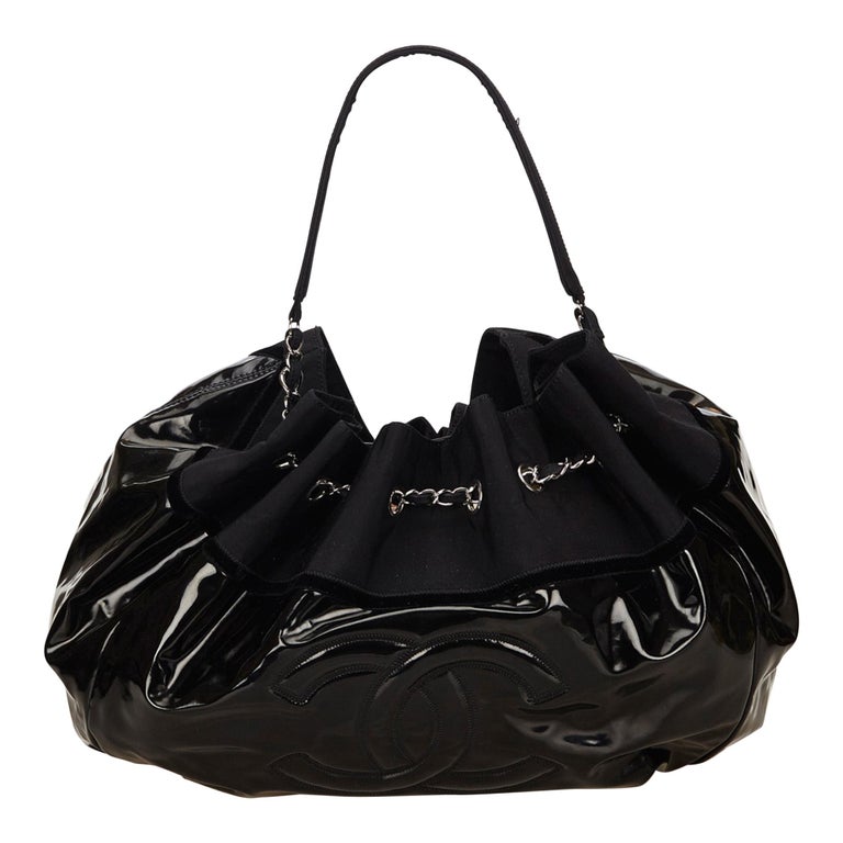 Vintage Authentic Chanel Vinyl Stretch Spirit Cabas Tote Bag w Dust Bag ...