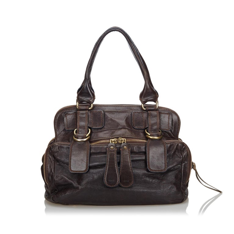 Vintage Authentic Chloe Brown Dark Brown Leather Bay Handbag Italy ...