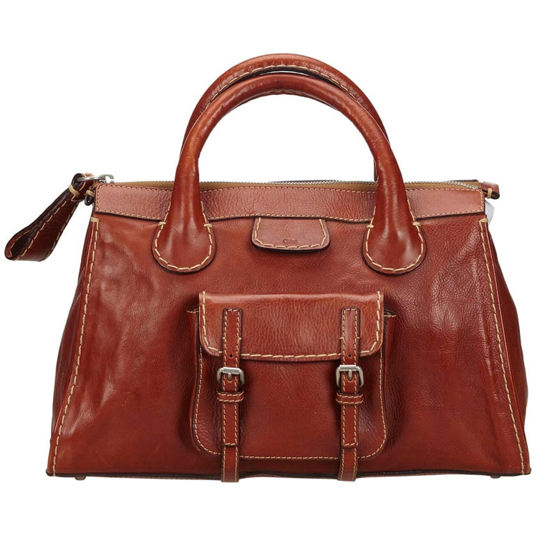 Vintage Authentic Chloe Brown Leather Edith Handbag Italy w/ Dust Bag ...