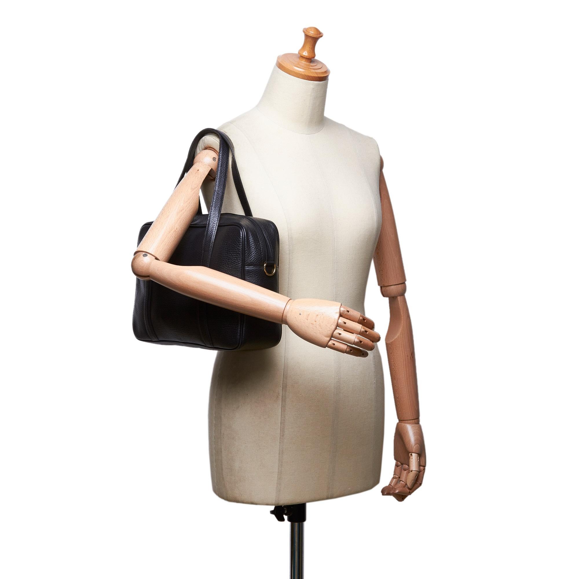 Vintage Authentic Dior Black Leather Handbag France MEDIUM at 1stDibs