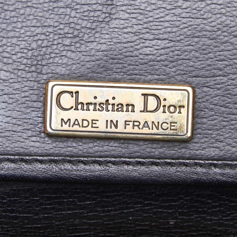 Vintage Authentic Dior Black Leather Handbag France MEDIUM For Sale at ...