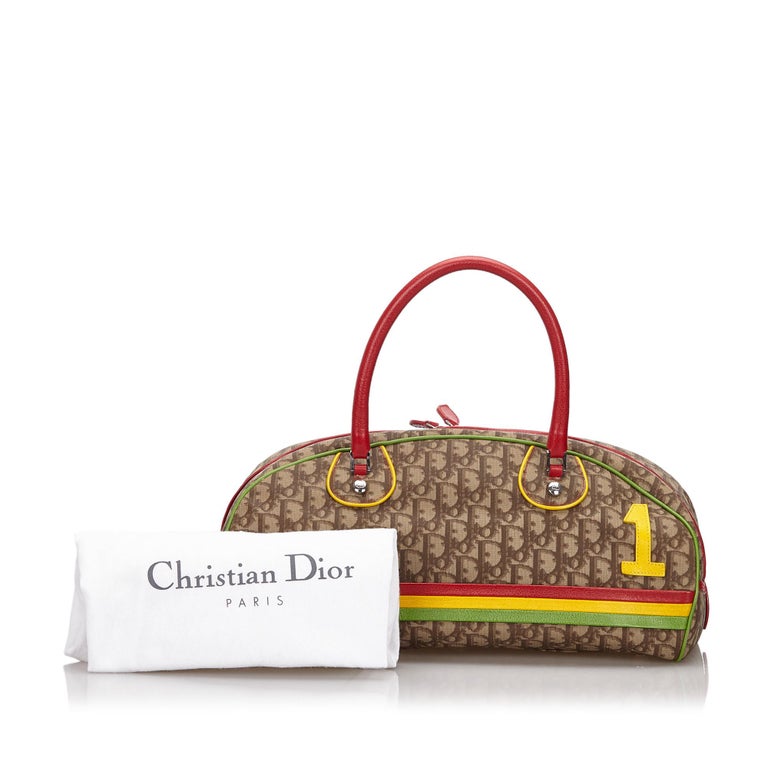 Vintage Authentic Dior Brown Dior Oblique Rasta Handbag ITALY w LARGE ...