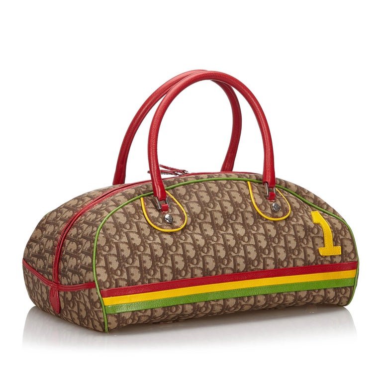 Vintage Authentic Dior Brown Dior Oblique Rasta Handbag ITALY w LARGE ...