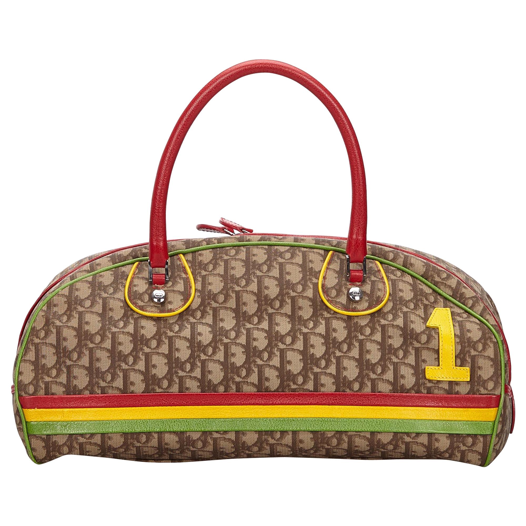 Vintage Authentic Dior Brown Dior Oblique Rasta Handbag ITALY w LARGE ...