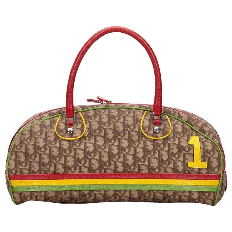 Vintage Authentic Dior Brown Dior Oblique Rasta Handbag ITALY w LARGE ...