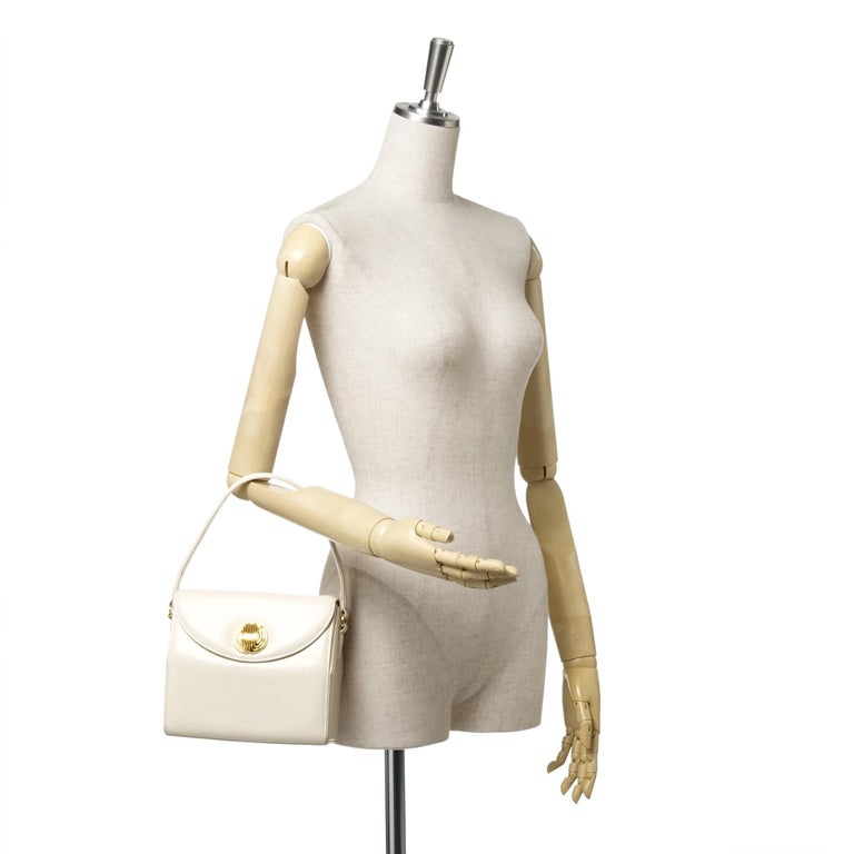 Vintage Authentic Givenchy White Ivory with Gold Leather Handbag France ...