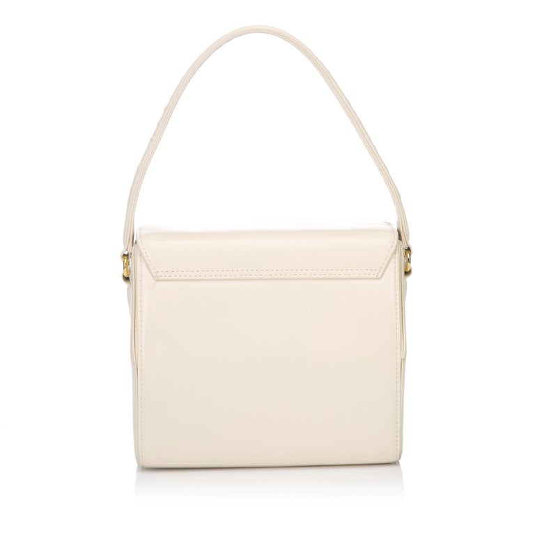 Vintage Authentic Givenchy White Ivory with Gold Leather Handbag France ...