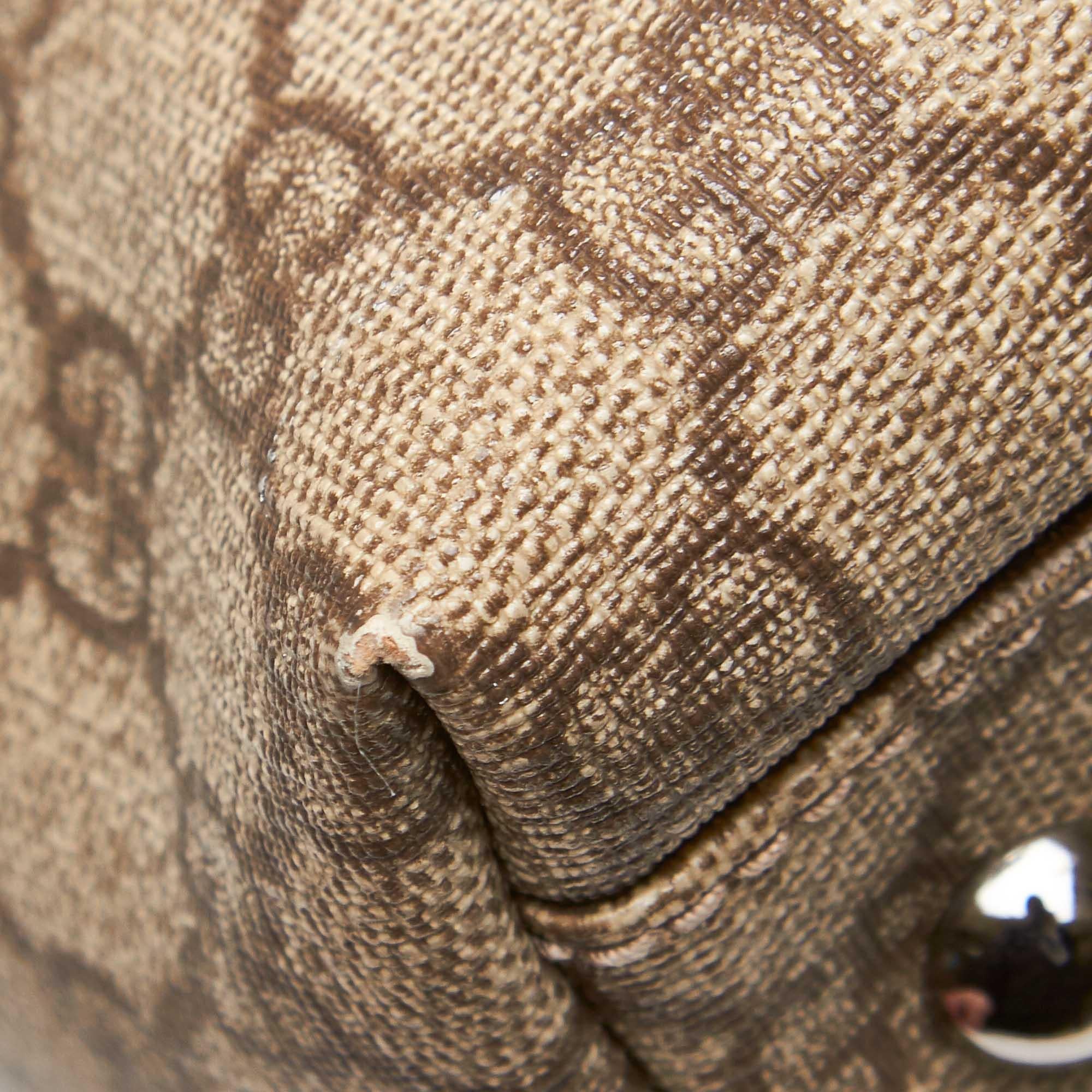 Vintage Authentic Gucci Brown Beige PVC Plastic GG Tote Bag Italy LARGE ...