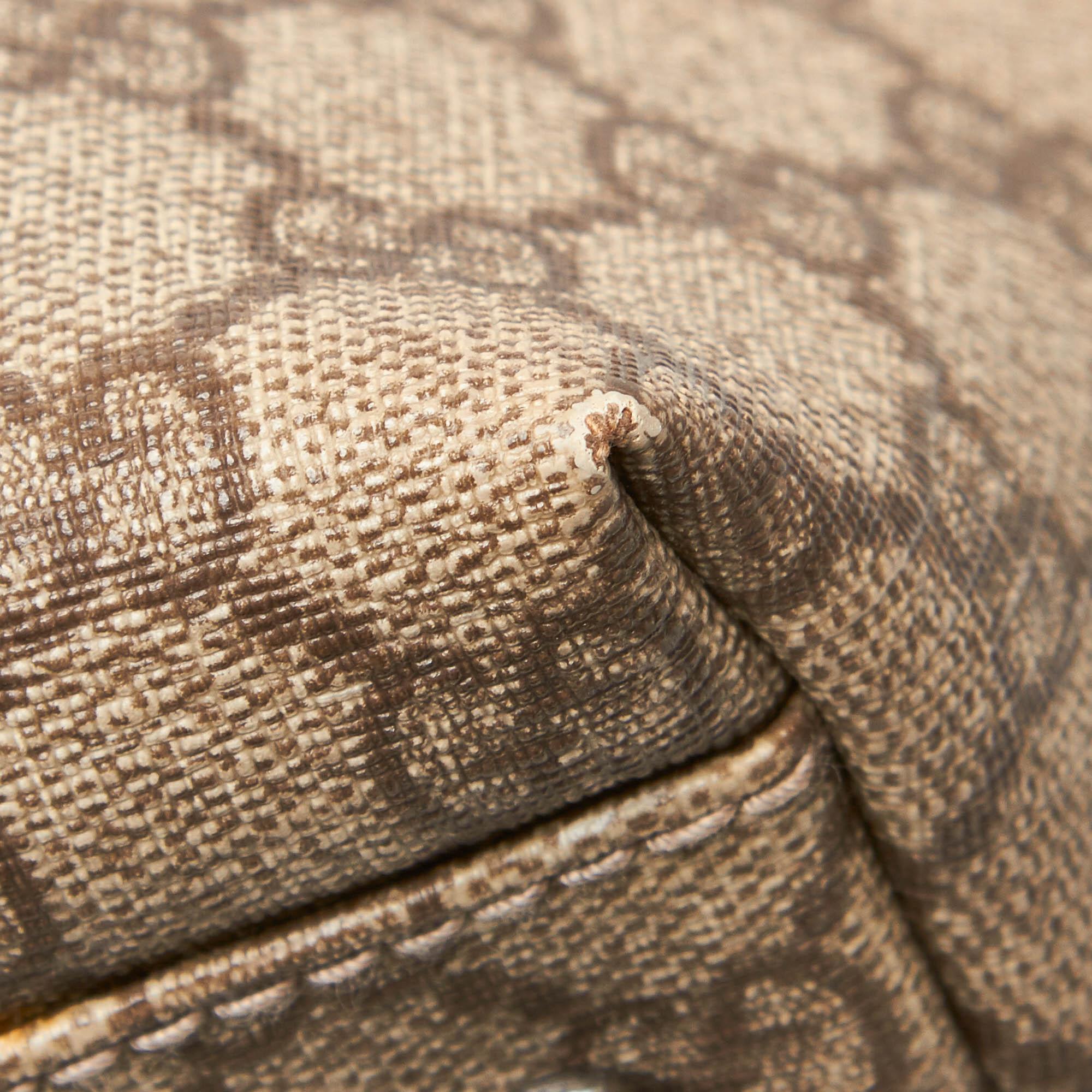 Vintage Authentic Gucci Brown Beige PVC Plastic GG Tote Bag Italy LARGE ...