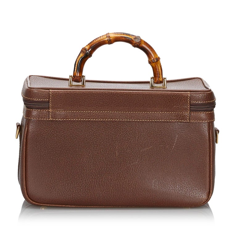 Vintage Authentic Gucci Leather Bamboo Vanity Bag ITALY w Dust Bag ...