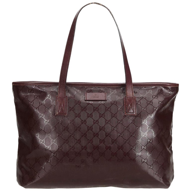 Vintage Authentic Gucci Red PVC Plastic GG Imprime Tote Bag Italy LARGE ...