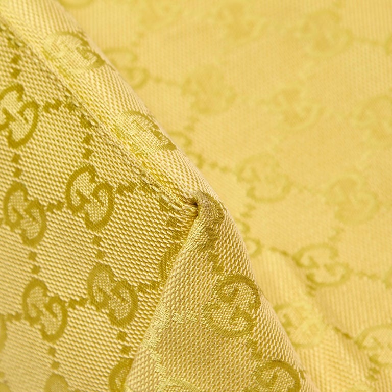 Vintage Authentic Gucci Yellow Jacquard Fabric GG Hobo Bag Italy SMALL ...