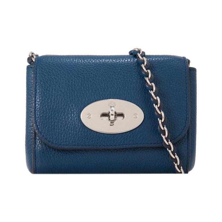 Vintage Authentic Mulberry Blue Leather Grained Lily United Kingdom w ...