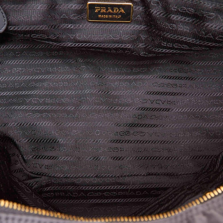 Vintage Authentic Prada Black Nylon Fabric Quilted Handbag Italy LARGE ...