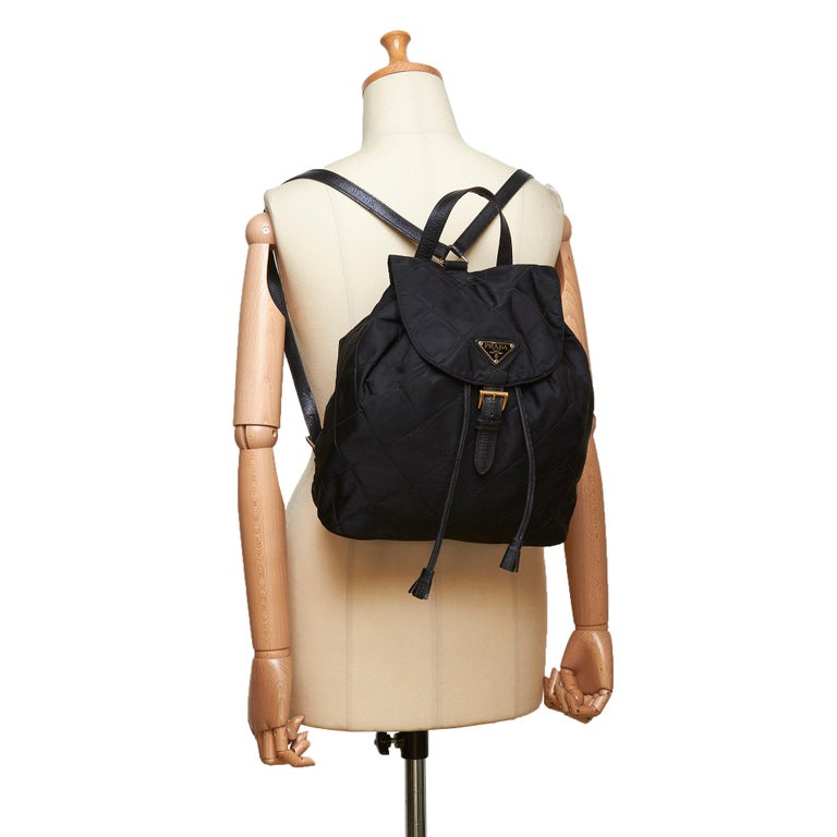 Vintage Authentic Prada Black Quilted Backpack Italy w Dust Bag LARGE ...