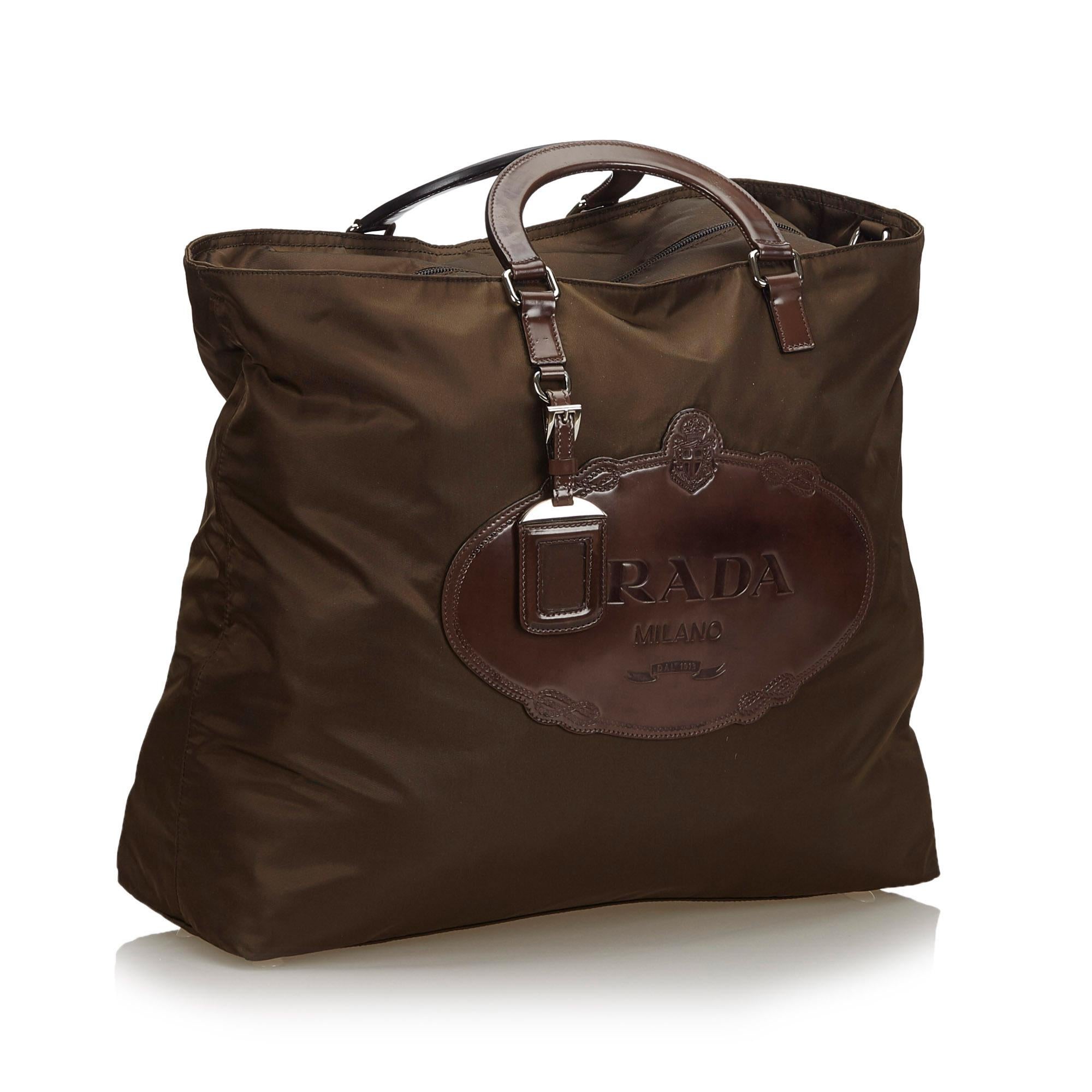 Vintage Authentic Prada Brown Dark Brown Nylon Fabric Handbag Italy ...