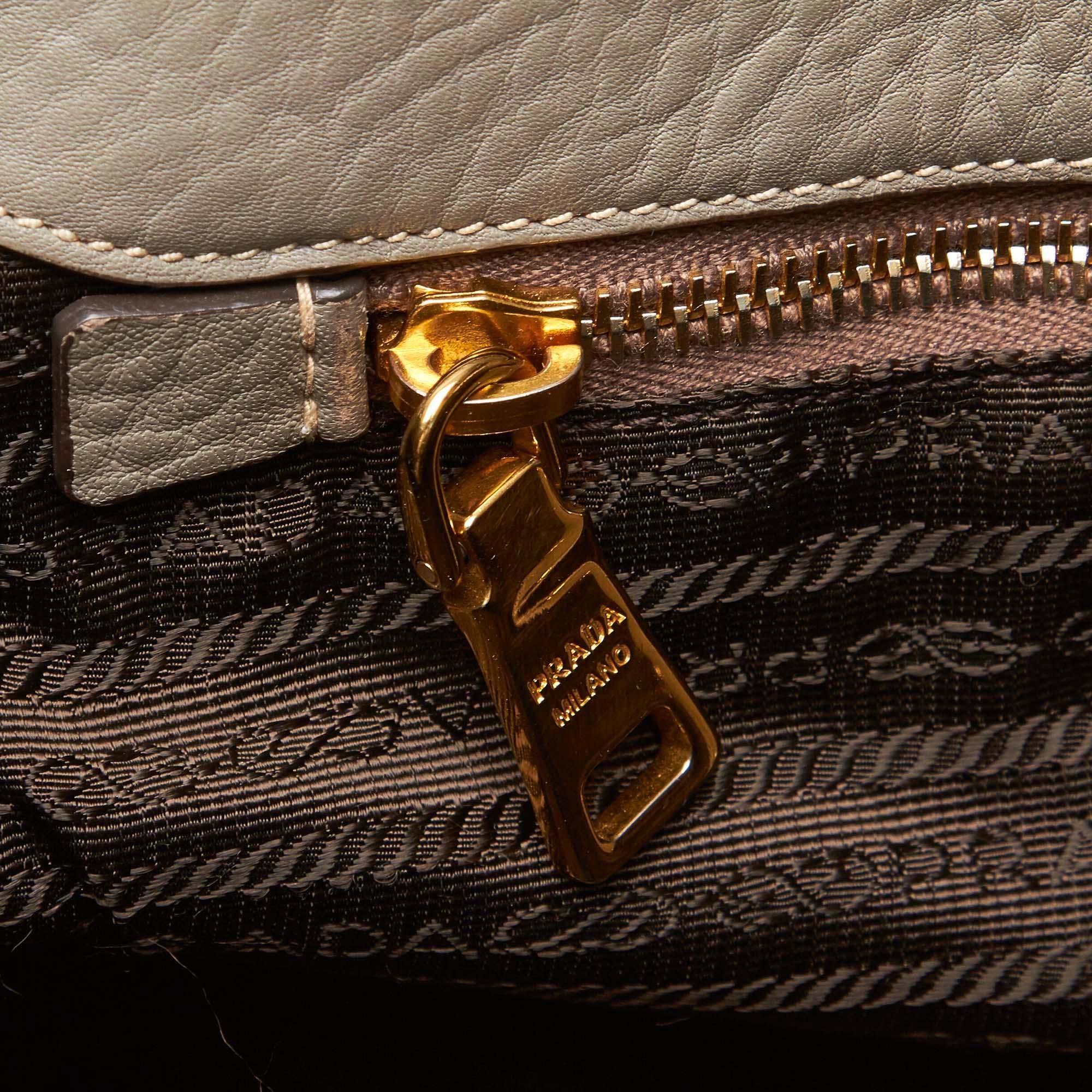 Vintage Authentic Prada Brown Leather Handbag Italy w Authenticity Card ...