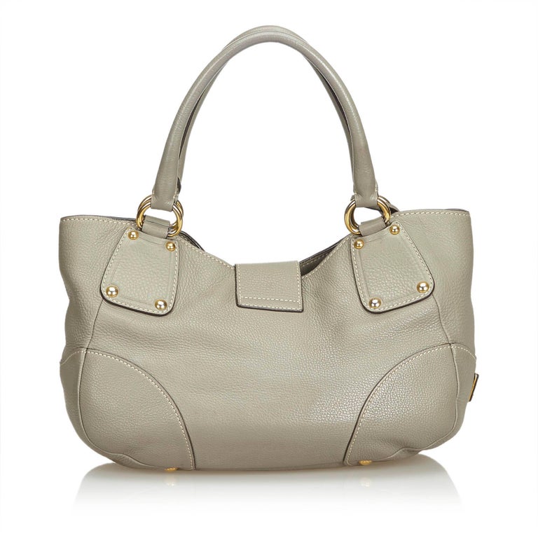 Vintage Authentic Prada Brown Leather Handbag Italy w Authenticity Card ...