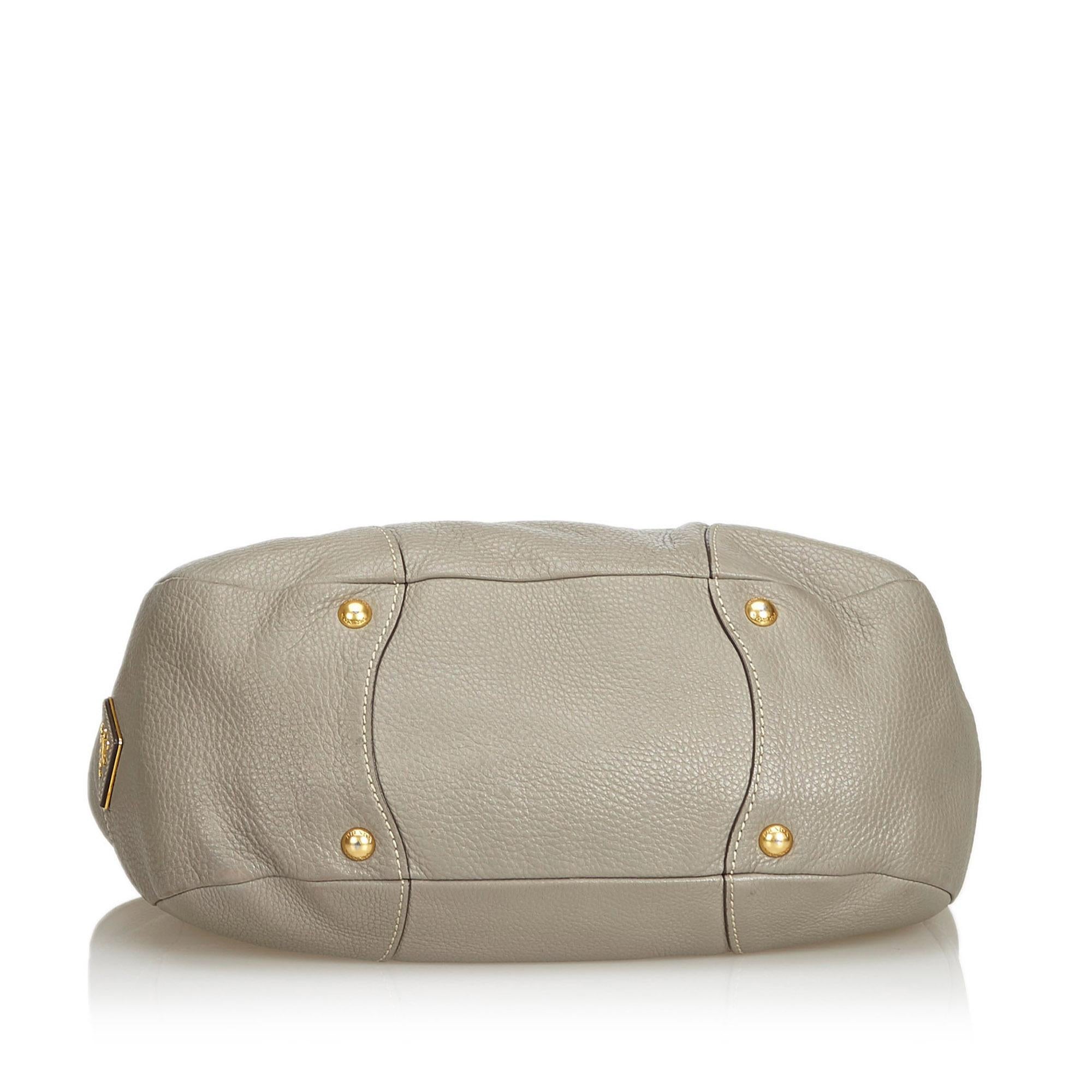 Vintage Authentic Prada Brown Leather Handbag Italy w Authenticity Card ...