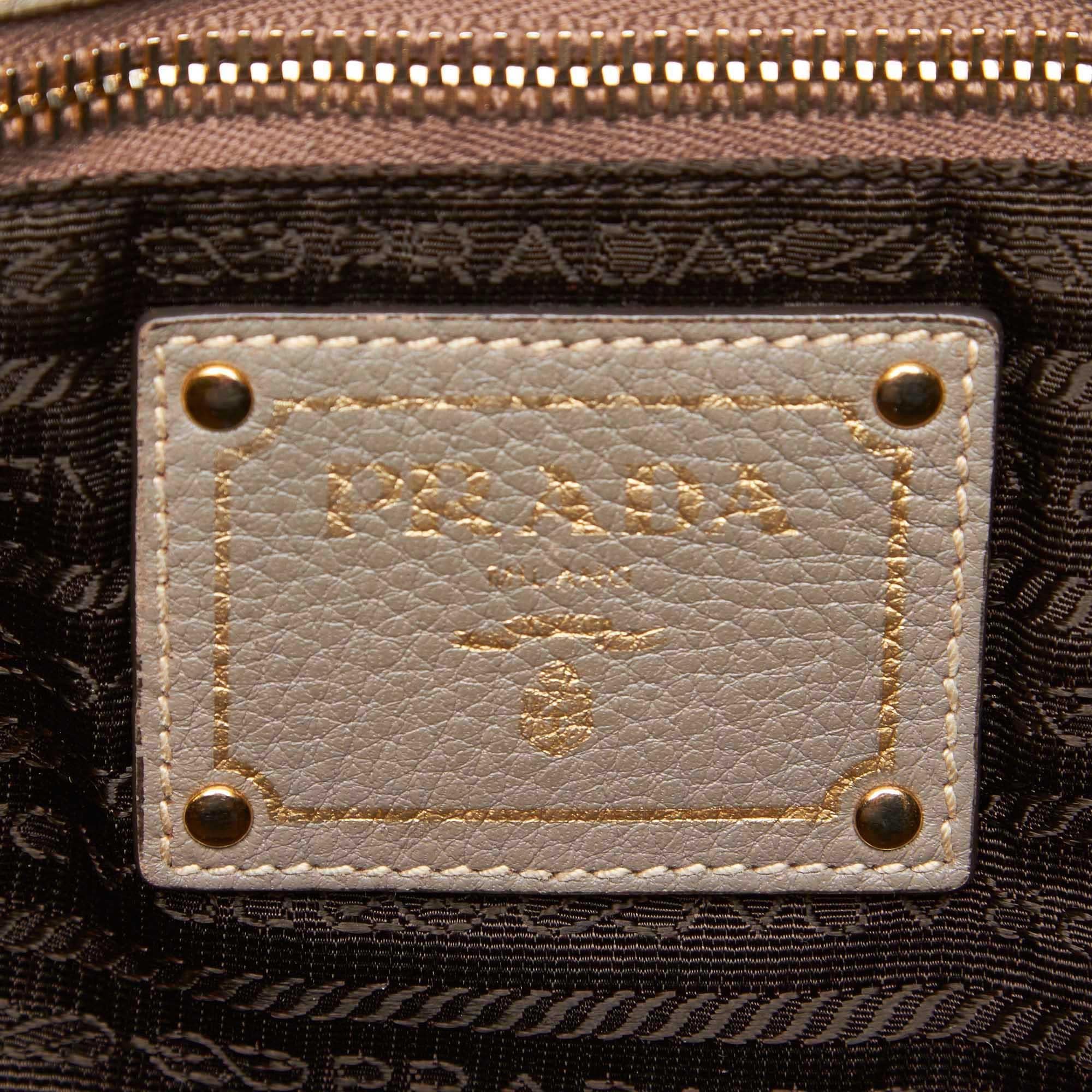 Vintage Authentic Prada Brown Leather Handbag Italy w Authenticity Card ...