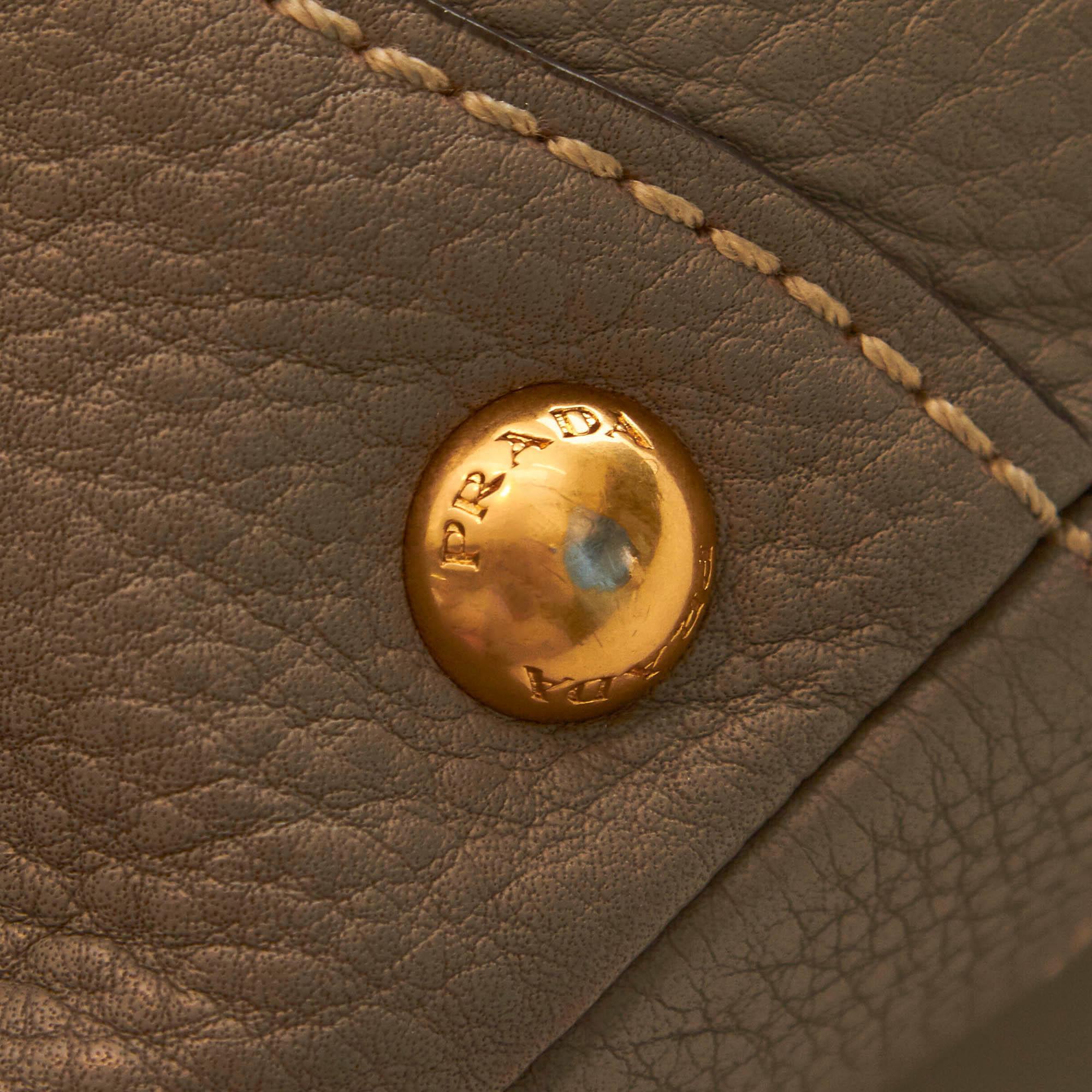 Vintage Authentic Prada Brown Leather Handbag Italy w Authenticity Card ...