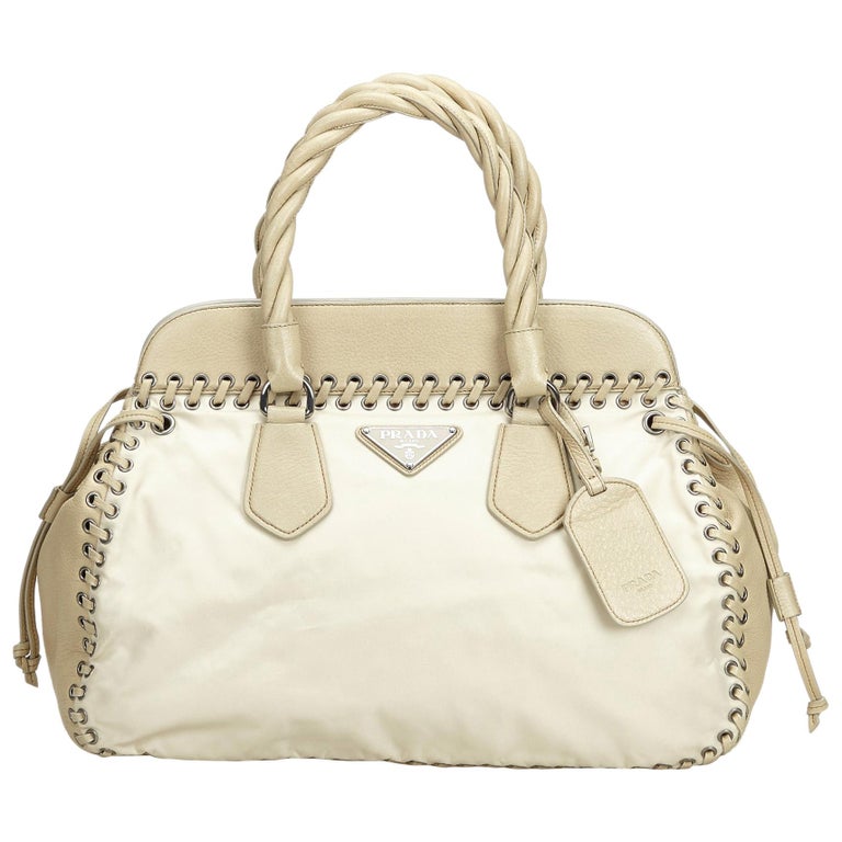 Vintage Authentic Prada Brown Nylon Fabric Drawstring Handbag Italy w ...