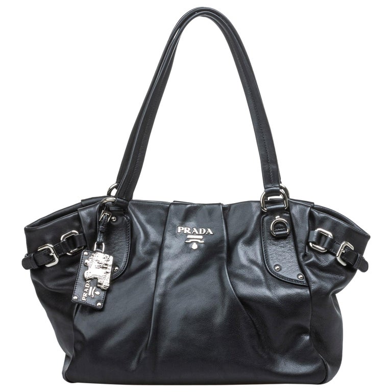 Vintage Authentic Prada Leather Tote Bag w Dust Bag Authenticity Card ...