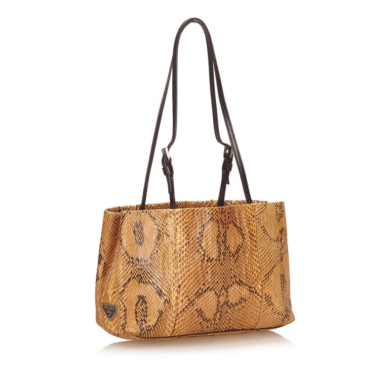 Vintage Authentic Prada Light Python Leather Shoulder Bag Italy MEDIUM ...