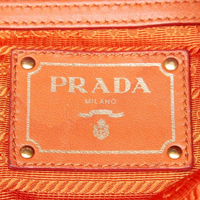 Vintage Authentic Prada Orange Light Drawstring Shopper Tote Bag Italy ...