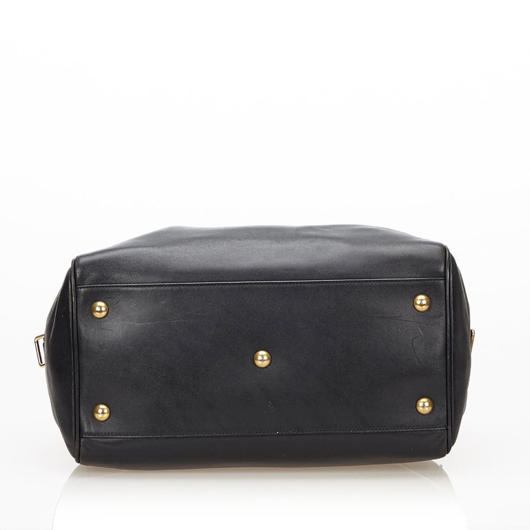 Vintage Authentic YSL Black Leather Classic Duffle 6 France MEDIUM For ...
