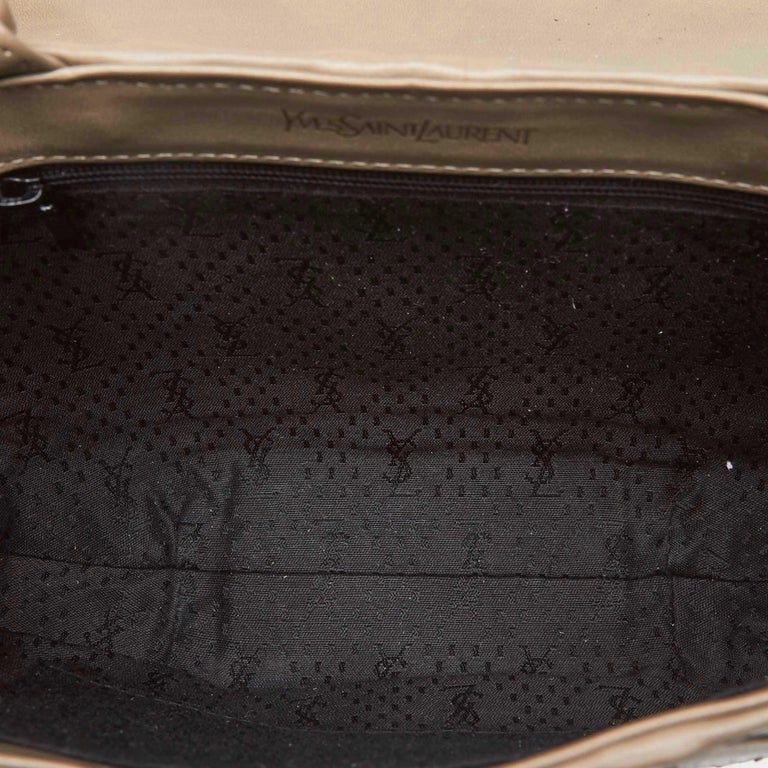 Vintage Authentic YSL Brown Beige Leather Snakeskin Crossbody Bag ...