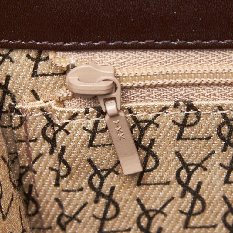 Vintage Authentic YSL Brown Dark Brown Leather Crossbody Bag France ...