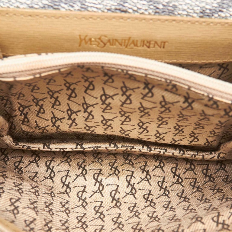 Vintage Authentic YSL Dark Coated Canvas Fabric Crossbody Bag France ...