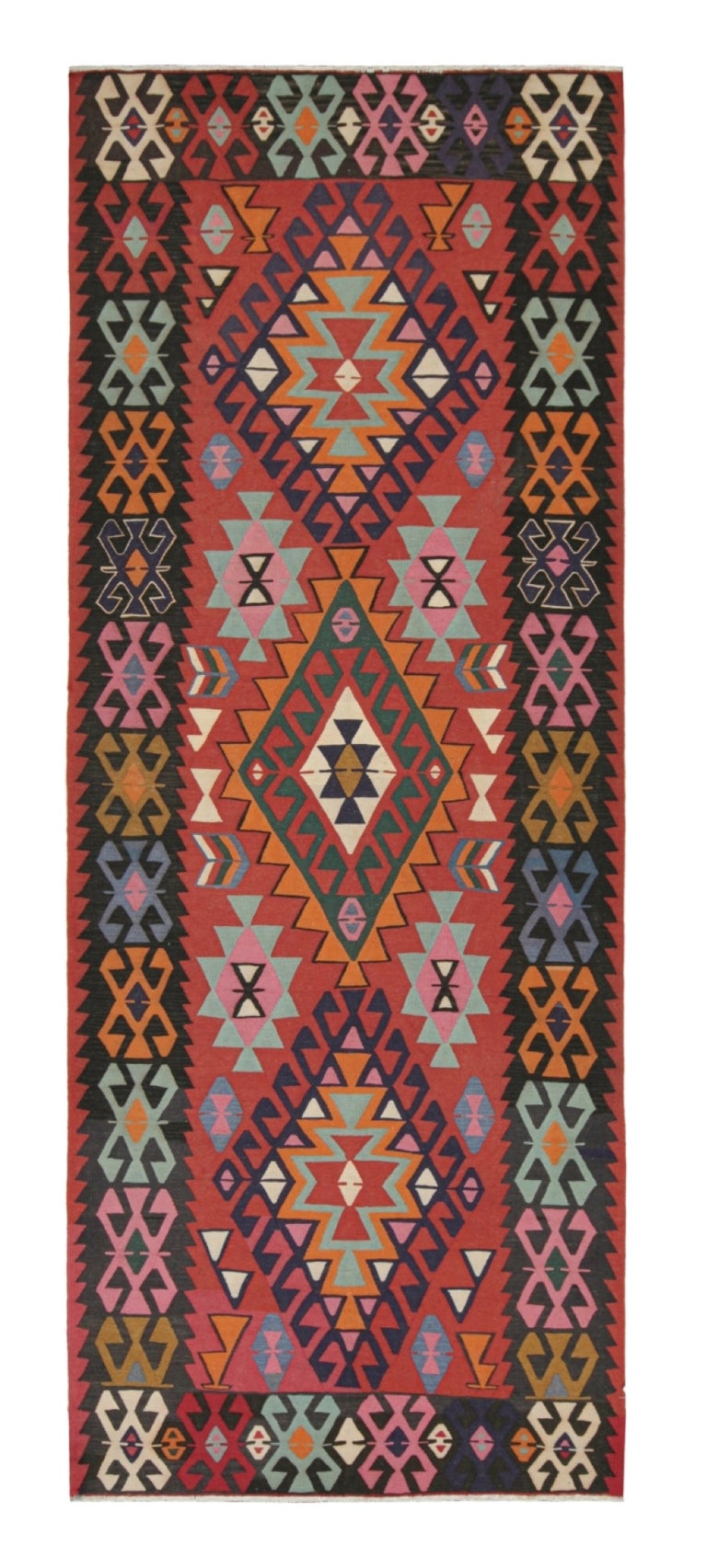 Vintage Azerbaijan Persian Kilim in Red with Geometric Patterns For ...