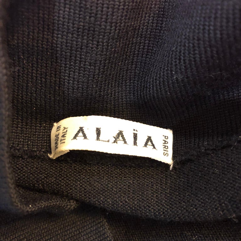 Vintage Azzedine Alaia 1980s Black Lightweight Wool Cap Sleeve Bodycon ...