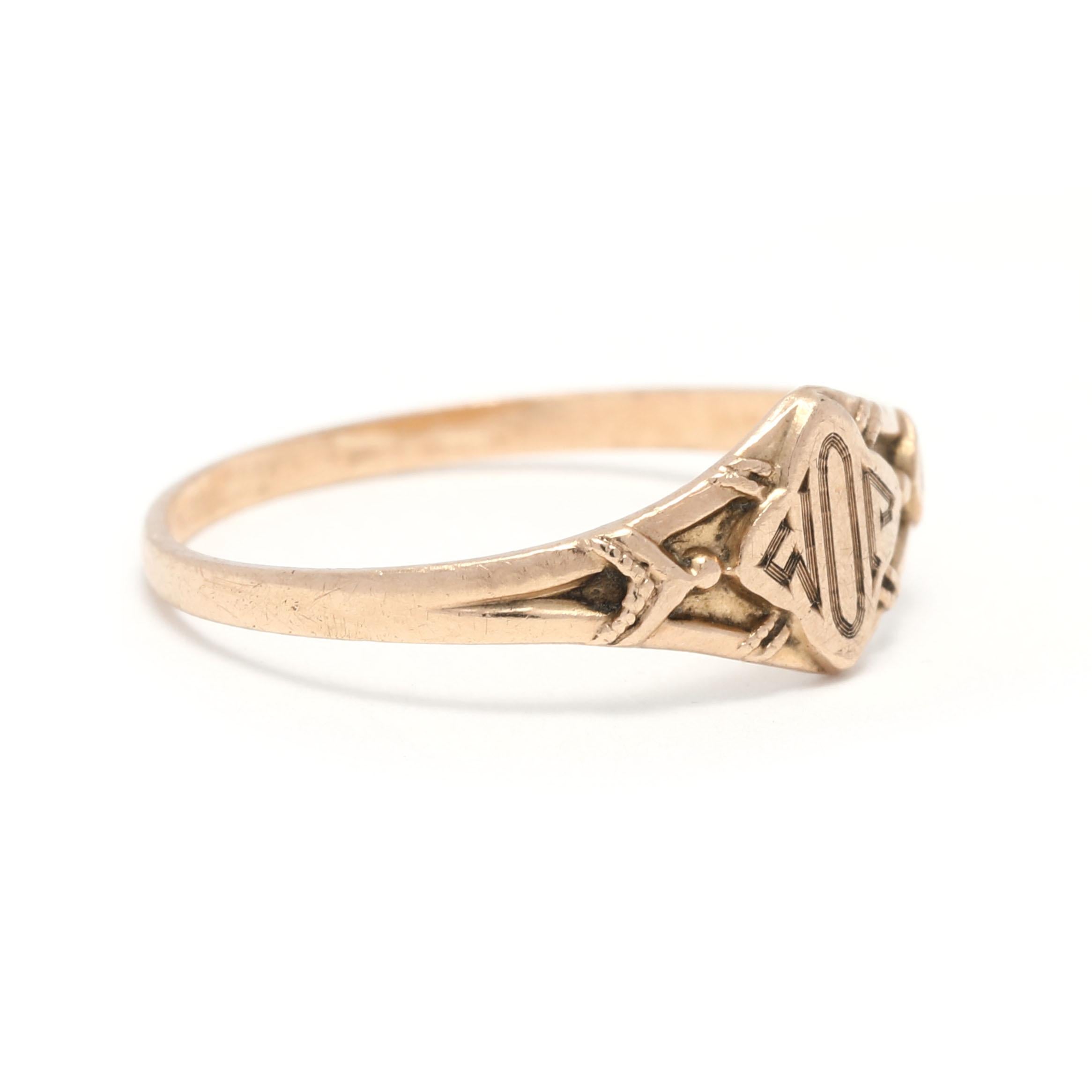 Vintage Baby Signet Ring, 10K Yellow Gold, Ring, Gold Midi Signet Ring ...