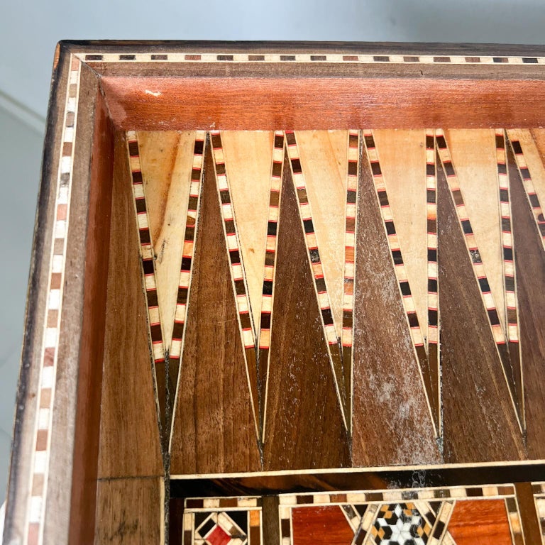 Moroccan Backgammon Game Board Chess Box Intricate Wood Marquetry MOP ...
