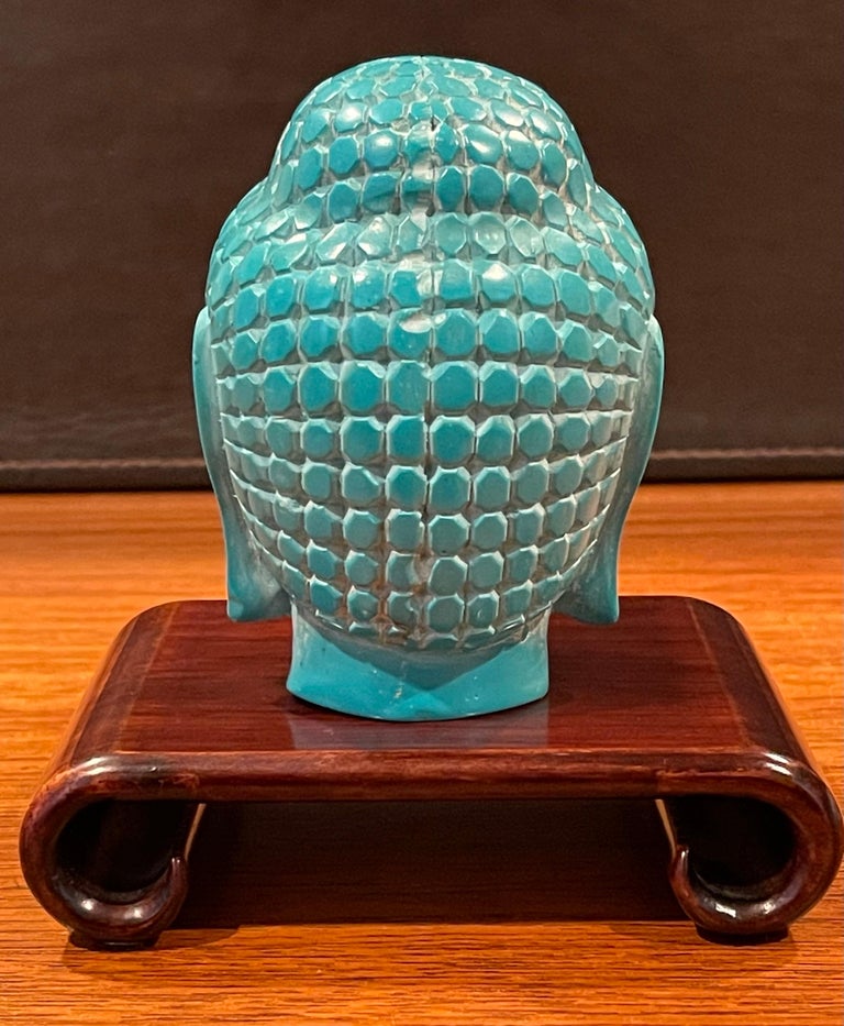 Vintage Bakelite Buddha Head on Rosewood Stand For Sale at 1stDibs