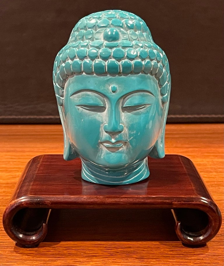 Vintage Bakelite Buddha Head on Rosewood Stand For Sale at 1stDibs