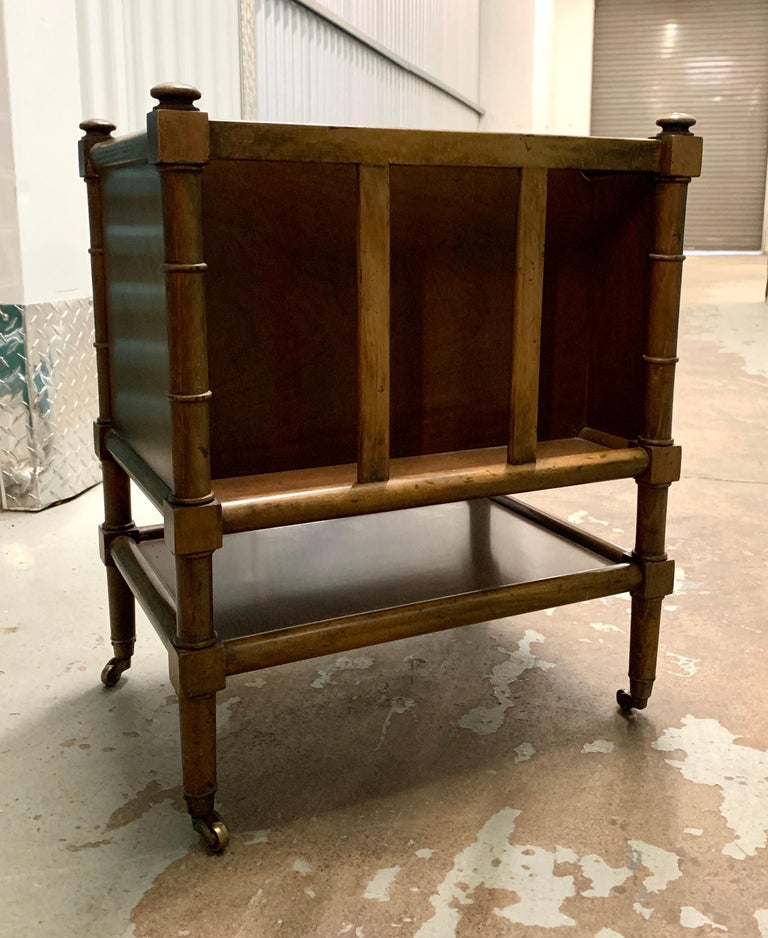 Vintage Baker Furniture Company Magazine Periodical Rack, Brass Casters ...